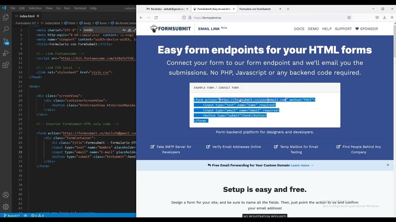 Sending e-mails from HTML Contact Form using FormSubmit and AJAX - YouTube