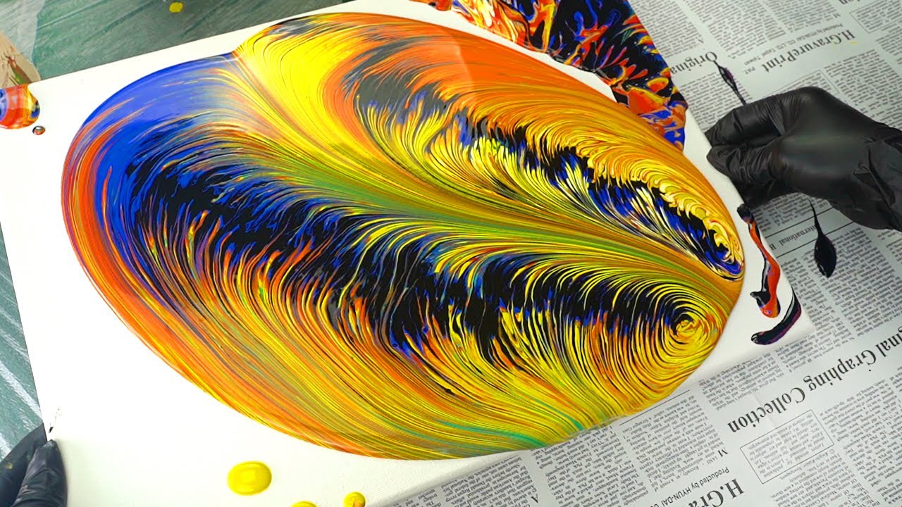 《Feather10》Vibrant Feather Fluid Art | Mesmerizing Acrylic Pouring ...