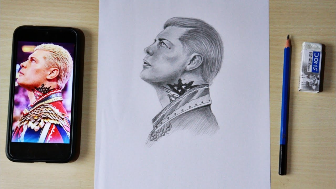 how to draw cody rhodes/how to Draw face /cody rhodes vs roman reigns ...