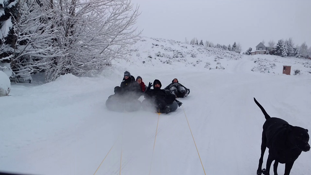 sled crash behind car - teenagers - YouTube