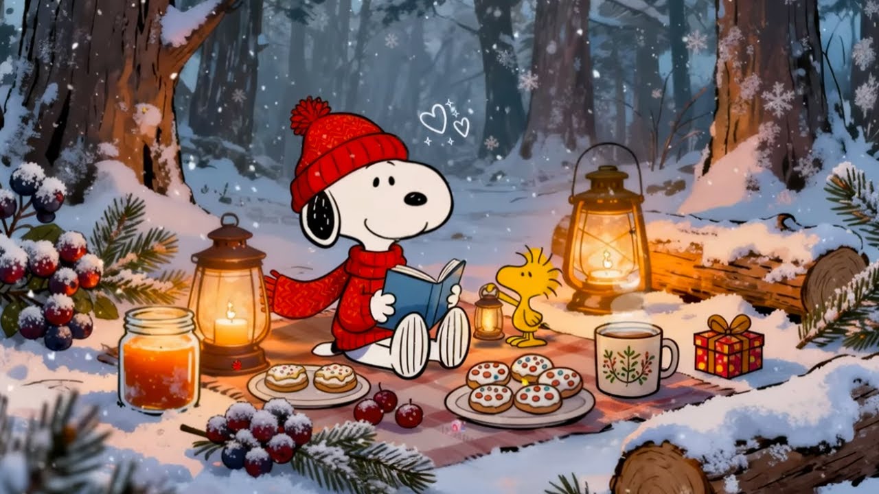 Snoopy’s Snowy Reading Time 🎄 Chill Lofi Music for Calm Focus Peaceful ...