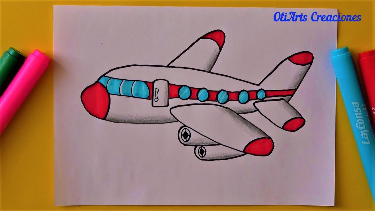 Como dibujar un AVION muy fácil paso a paso/How to draw a very easy ...