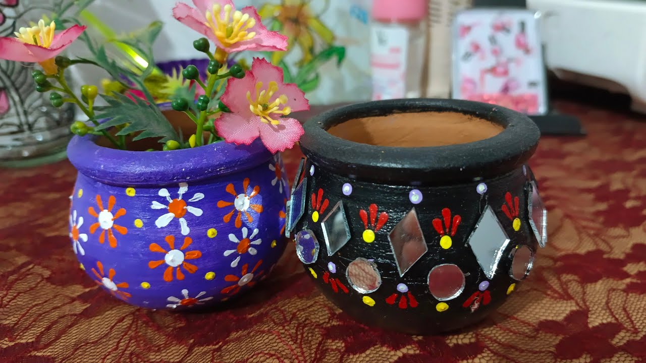 Pot Painting Ideas / Pot painting for Beginners - YouTube