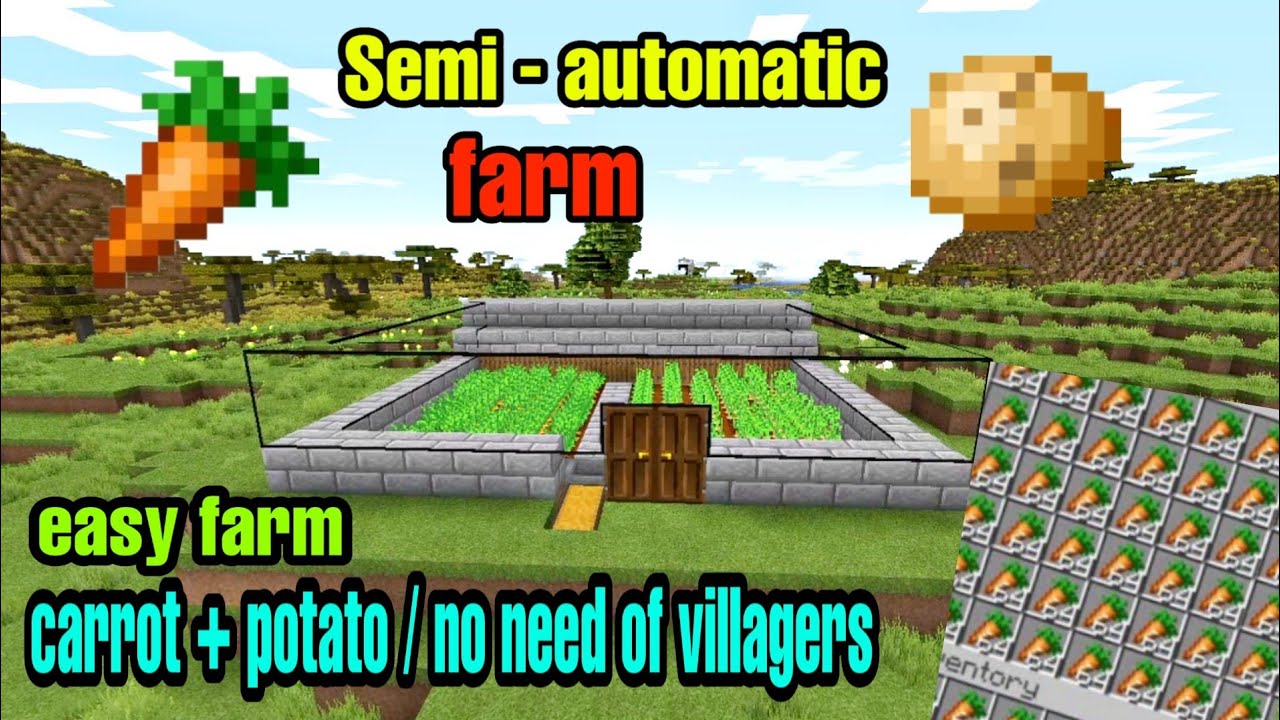 How to make carrot + potato farm in Minecraft | easy potato and carrot ...