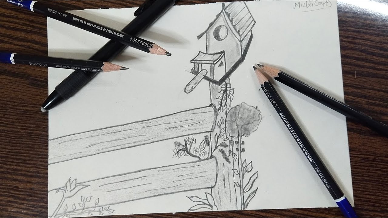 How to Draw Bird House | Pencil Drawing -Pencil Sketch. - YouTube