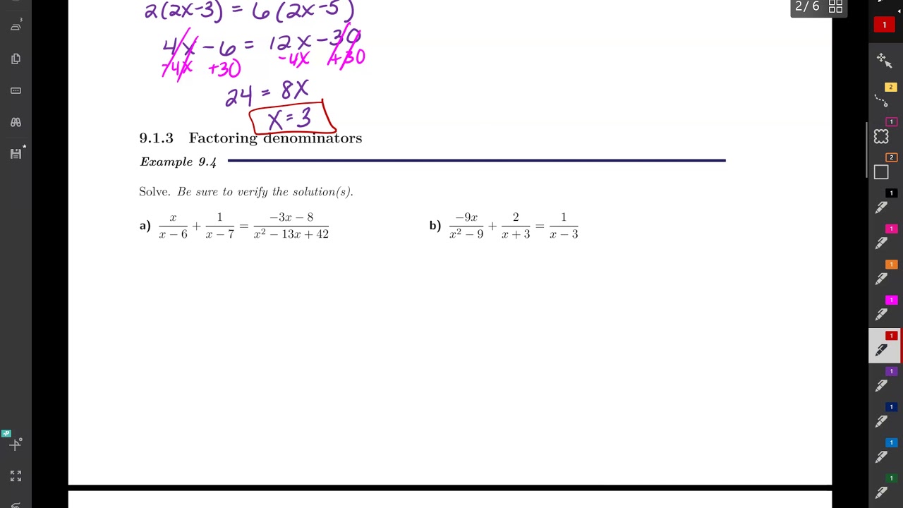 Ch 9 Selections Rational Equations Math 97 - YouTube