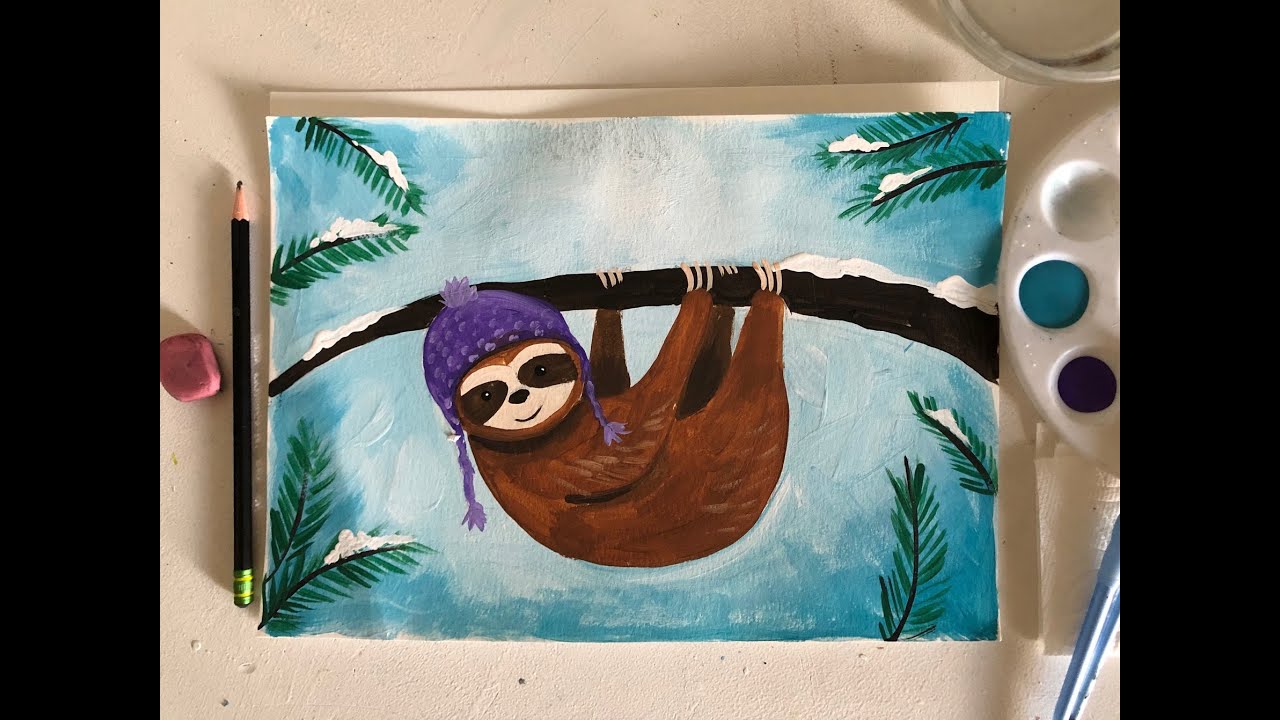 WINTER SLOTH by Viridian Art - YouTube