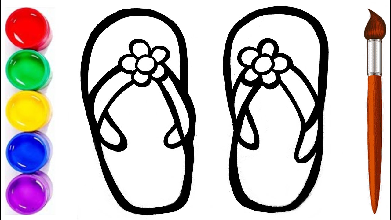 Flip Flops Drawing, Painting, Coloring for Kids & Toddlers | How to ...