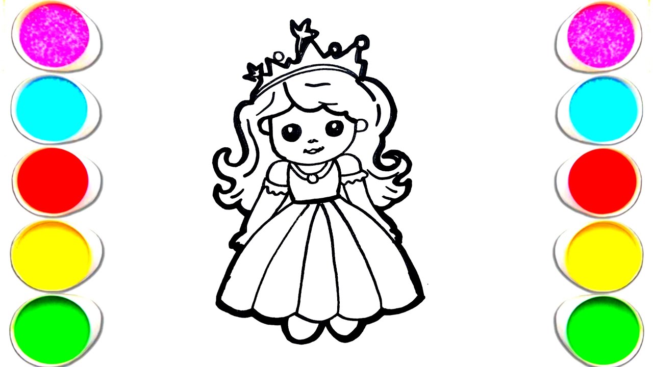 How to draw a cute little🌈💃 princess, drawing and colouring step by ...
