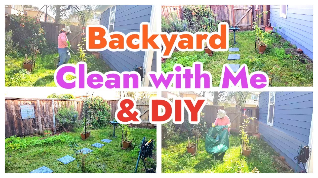 Spring Cleaning My Backyard | DIY Install Flagstones Pavers | Backyard ...