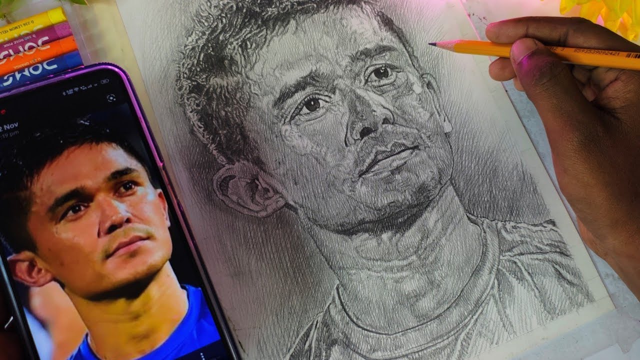 Mastering the Art, Pencil Drawing Sunil Chhetri Step by Step - YouTube