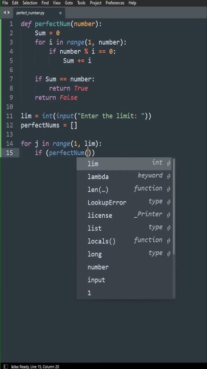 Coding Perfect Numbers Using Python #Shorts - YouTube