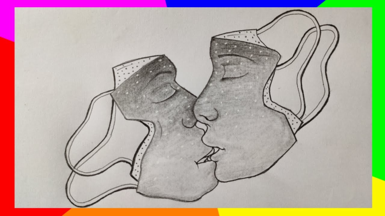 Drawing corona mask lips kissing step by step - YouTube