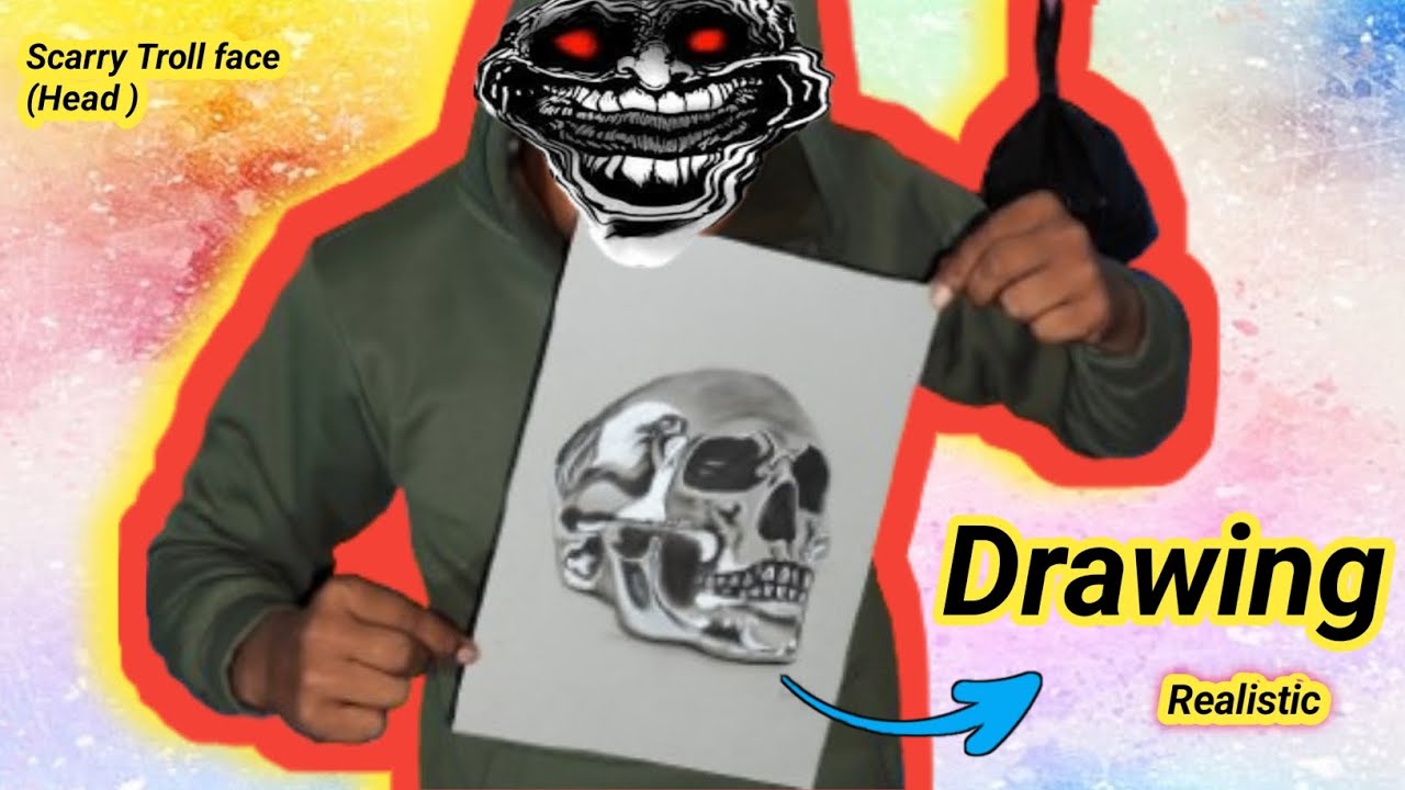Realistic Head Drawing 😱 How to draw Scary Troll Face #trollface - YouTube