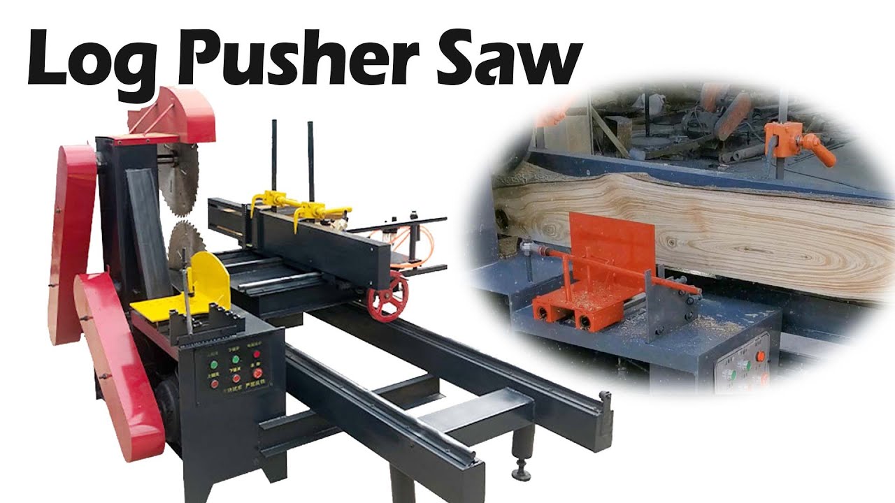 Efficient Woodworking! Wood Processing Log Pusher Saw Display And ...