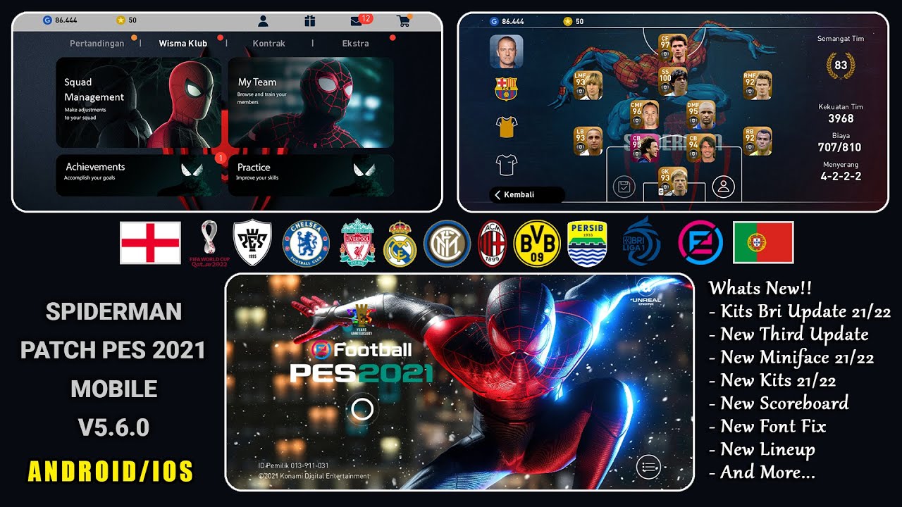 SPIDER-MAN PATCH PES 2021 MOBILE V5.6.0 BY IDSPHONE - YouTube