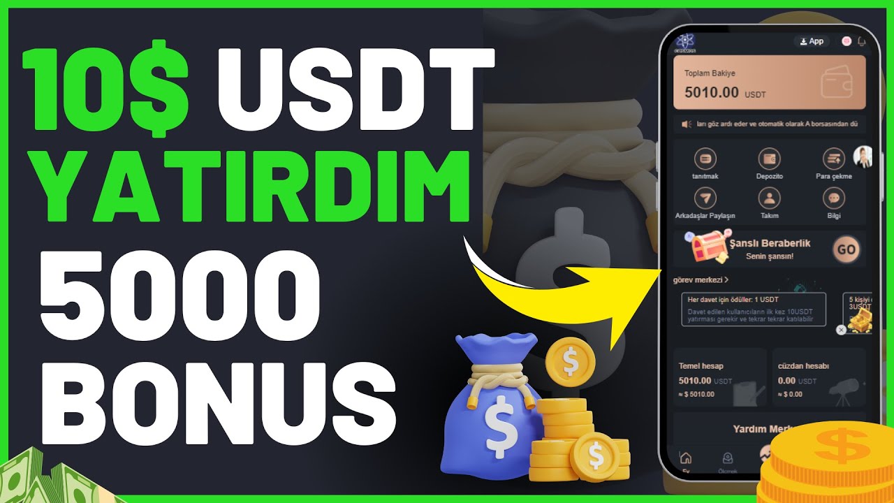 KAYDOL $5000 BONUS PARA 🤑 $10 USDT YATIRDIM (NE KADAR KAZANDIM?) 💰 İnternetten Para Kazanma 2024 ...