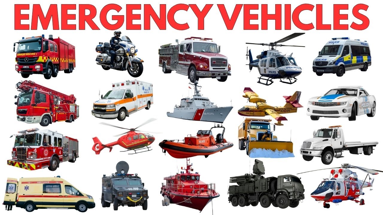 Learn Emergency Vehicles | Police Cars, Fire Trucks, Ambulances ...