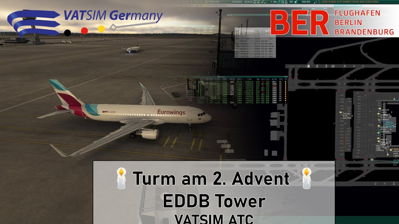 Turm am 2. Advent ️ EDDB Tower am 10.12.2023 ️ VATSIM ATC - YouTube