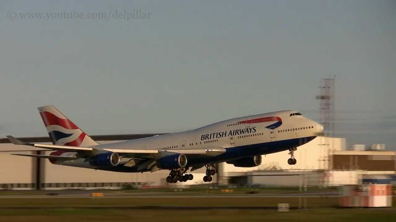 British Airways B747 sunset landing at YVR - YouTube