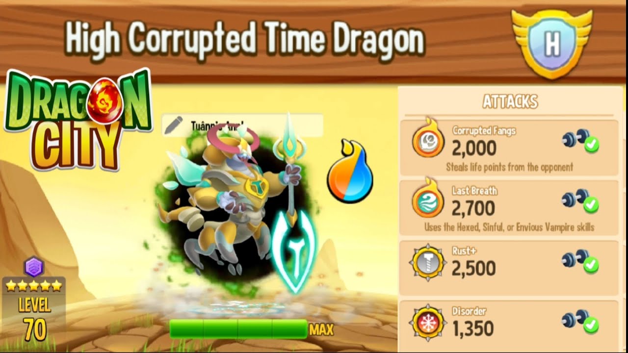 High Corrupted Time Dragon Max 5🌟 LV70 | Dragon City - YouTube