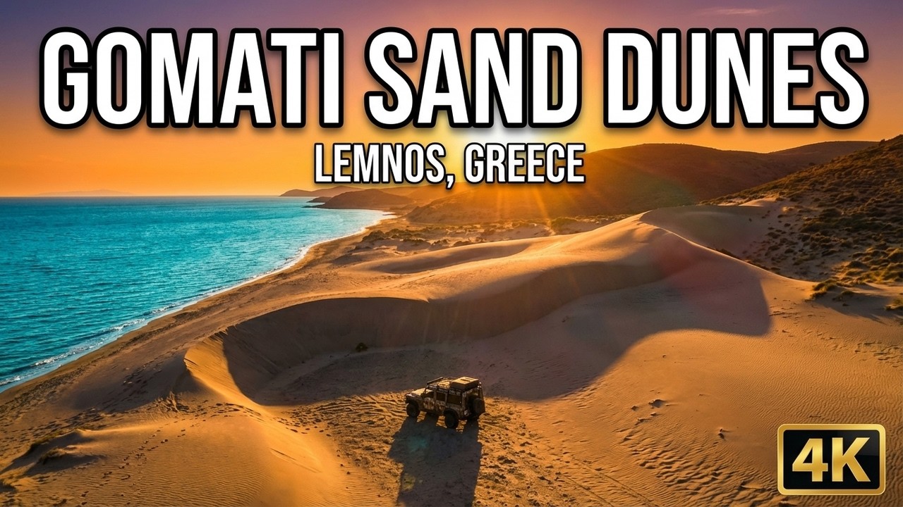 Discovering Gomati Beach - Sand Dunes LEMNOS, Greece in 4k is beautiful ...