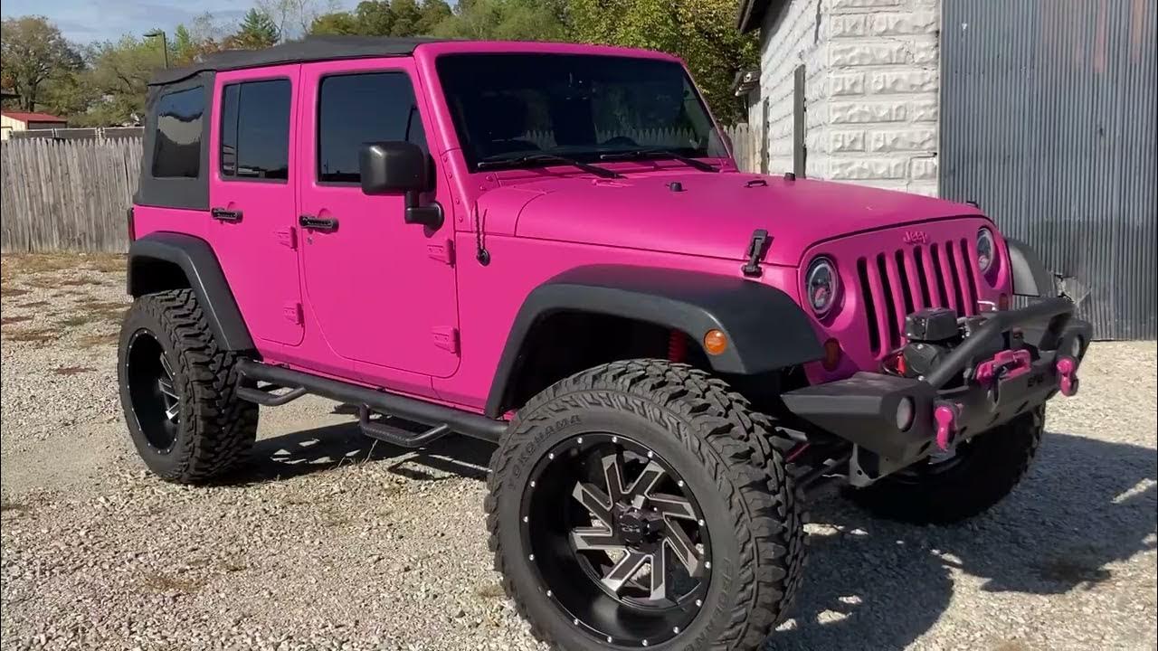 Plasti dip Pink JEEP Wrangler JK 22" wheels 37" Tires - YouTube