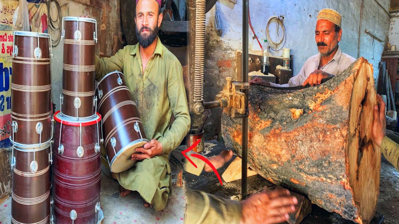 Traditional Process of Making Wooden Musical Drums,Dholak With Talented ...