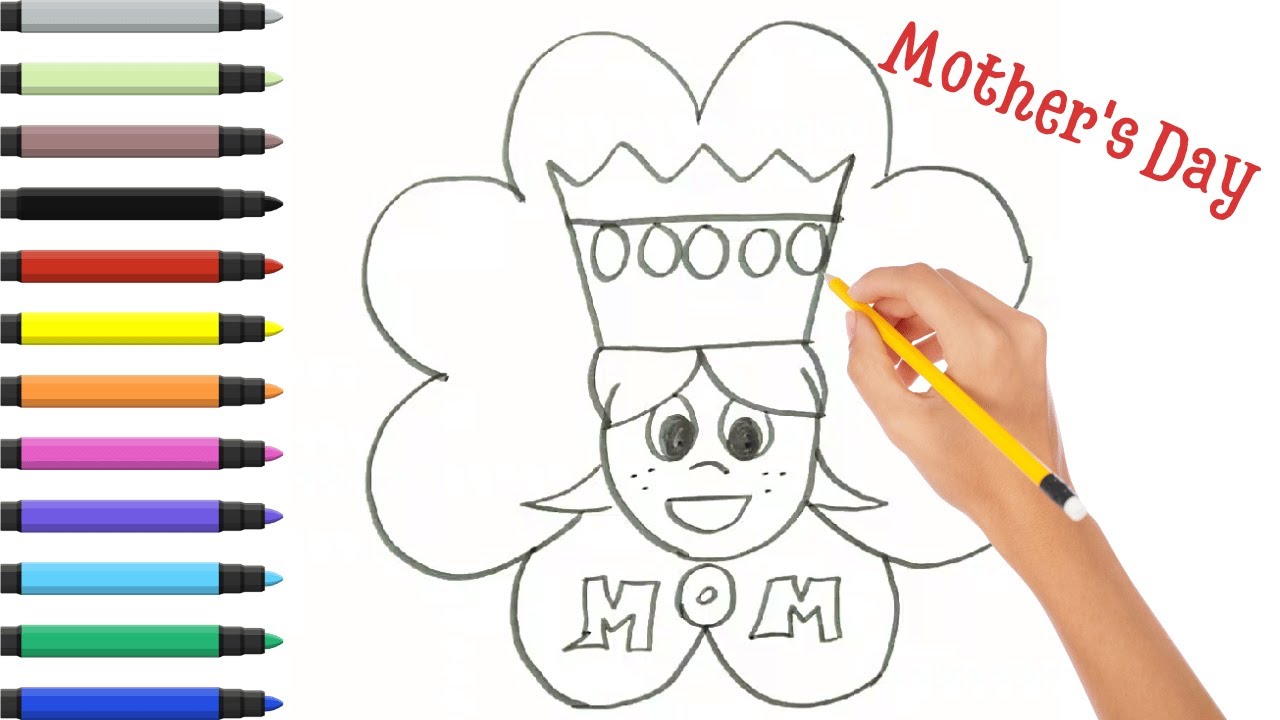 Drawing Mom as the Queen of Our Hearts for Mother's Day - YouTube