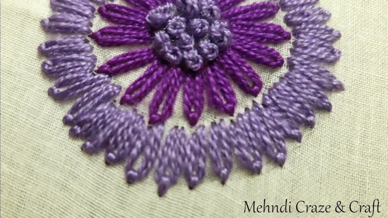 Flower Stitch with Lazy daisy Stitch tutorial / Brazilian stitch ...