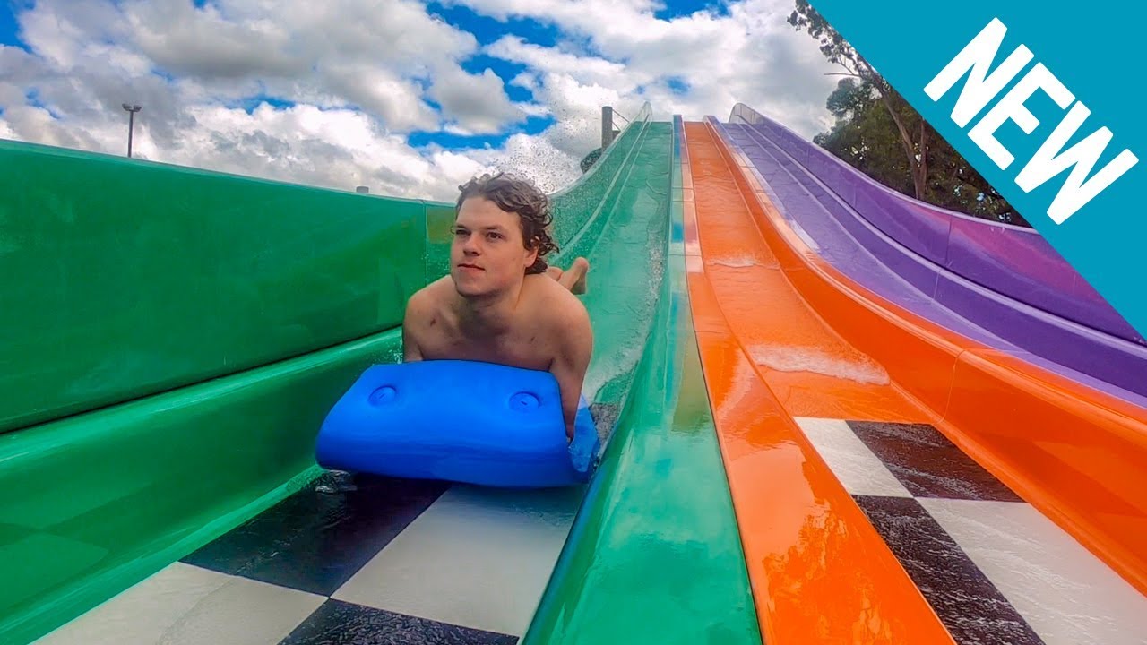 Racer Water Slide [NEW] Aquatopia Prairiewood - YouTube