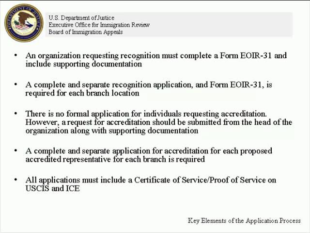 Executive Office for Immigration Review | May 10, 2013, Recognition and ...