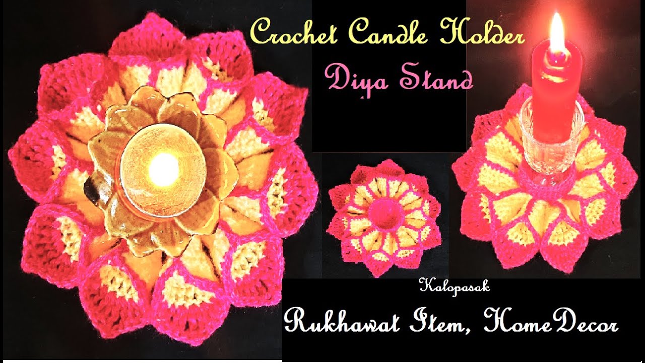 Crochet Candle Holder 8 Specially for Christmas | Crochet Diya Stand ...