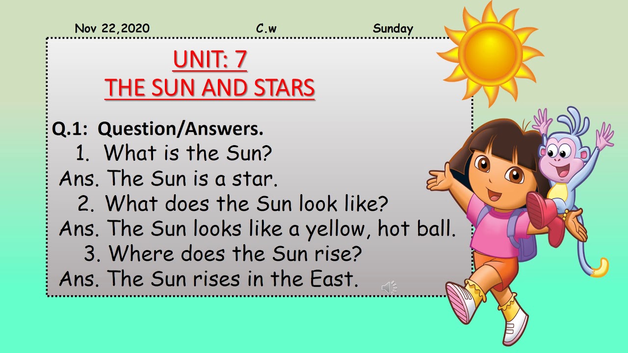 Grade 1 Science Unit 7 The Sun and Stars (Question Answers) - YouTube