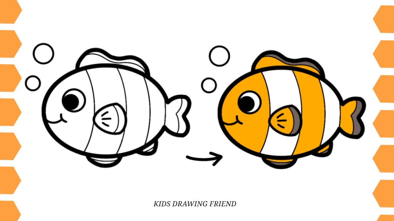 How To Draw Easy Cute Fish Step by Step Drawing And Coloring Tutorial ...
