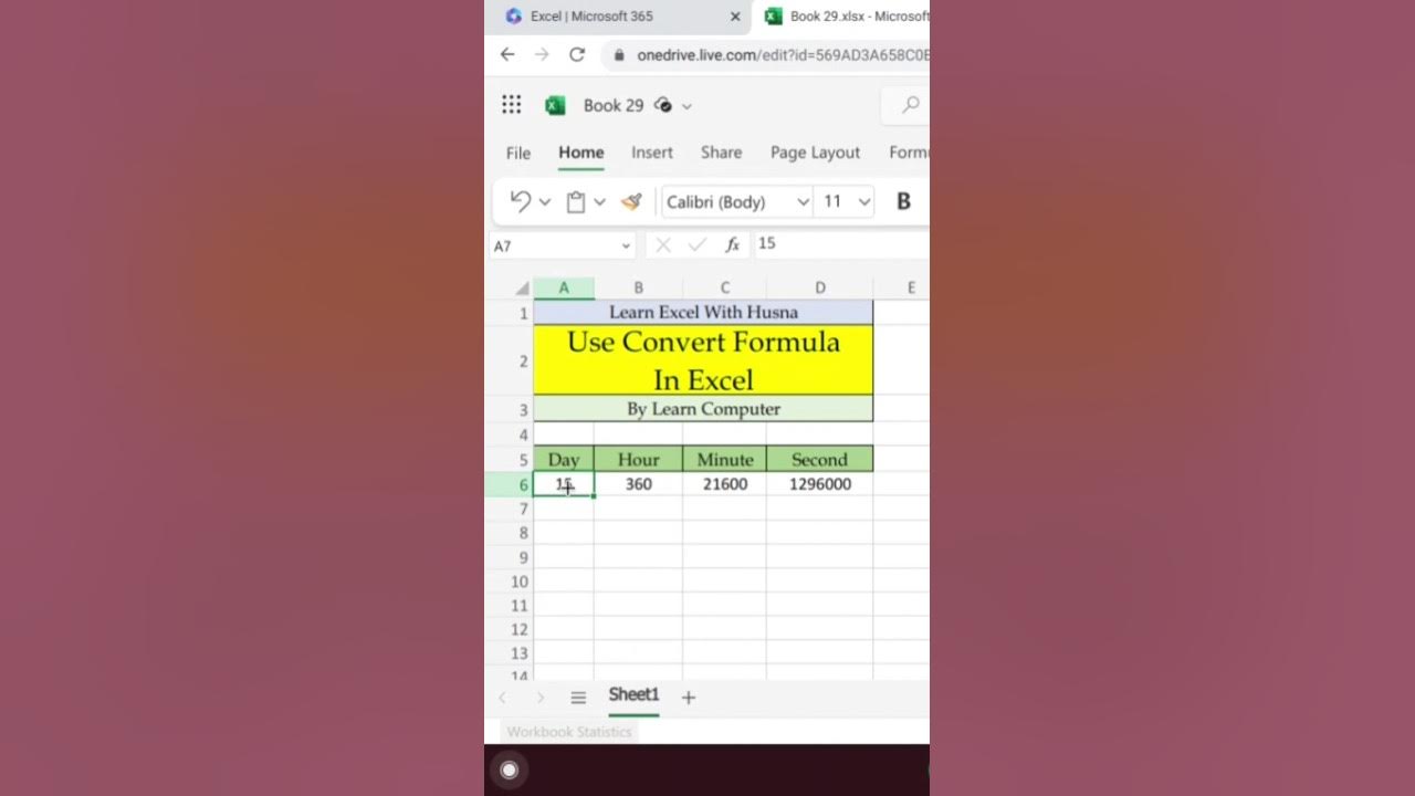 Use Of Convert Formula Learncomputer Convertformula Days Excel Excelshorts Shortfeeds