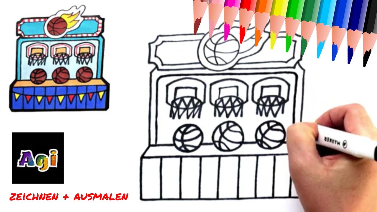 Wie malt man ein Basketball ️ Baskettball Korb zeichnen und ausmalen ...