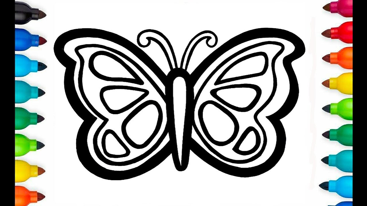 How To Draw Butterfly with Rainbow Colors For Children / Drawing ...