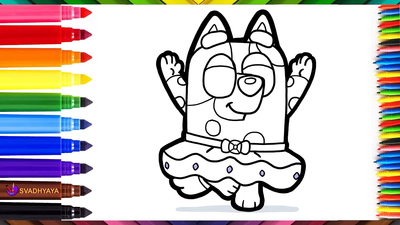 How to Draw bluey muffin dancing💜 Muffin Ballerina! 🩰 - YouTube