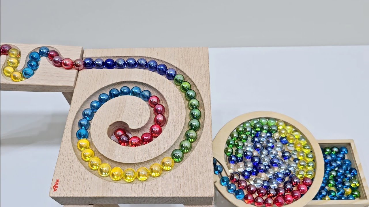 HABA Cyclone Marble Run ASMR☆ Wave Slope & Wooden Cuboro Red Yellow ...