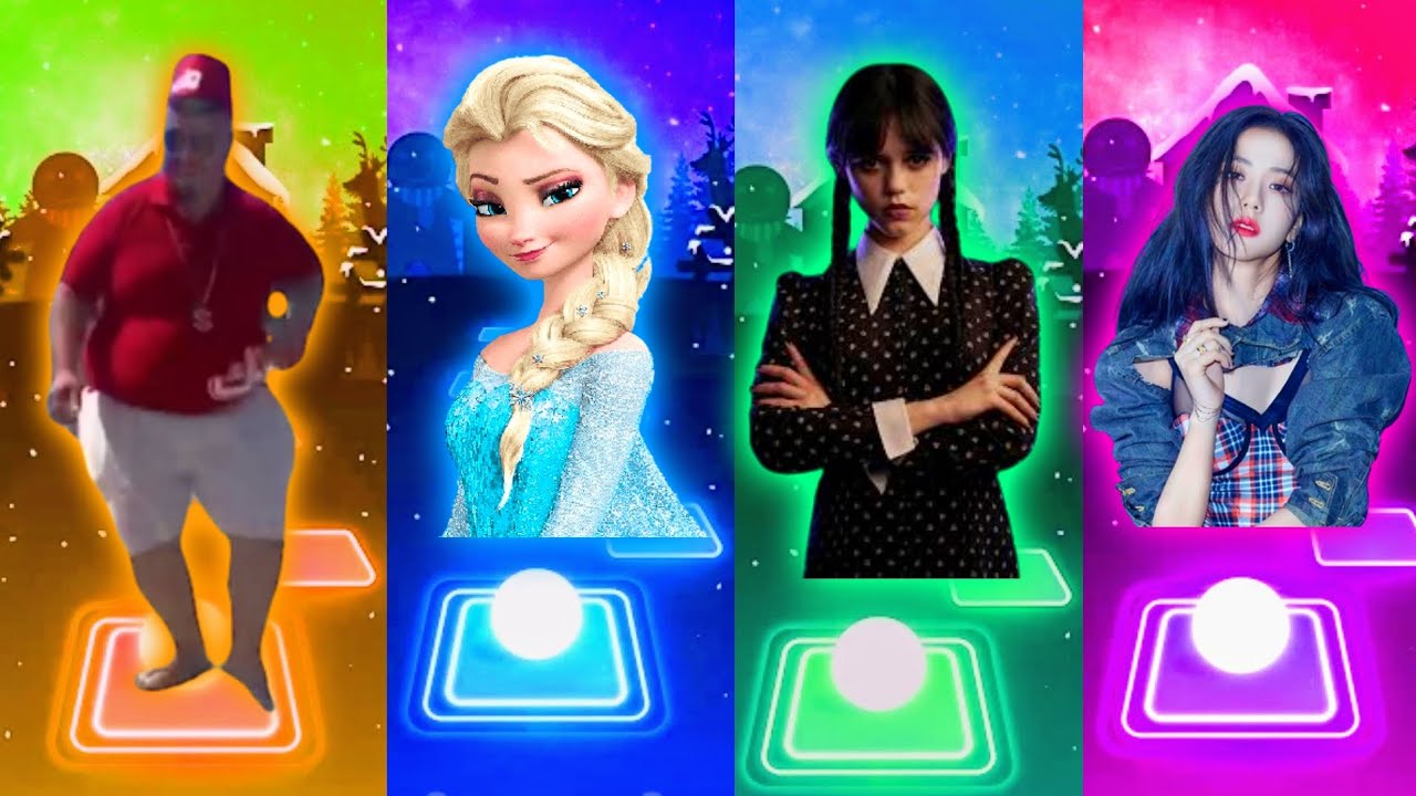 SKIBIDI BOP YES YES vs JISOO vs WEDNESDAY ADDAMS vs ELSA FROZEN - Tiles ...