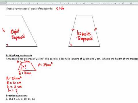 Grade 7 Math - 5.4b - Area of a Trapezoid - Working Backwards - YouTube