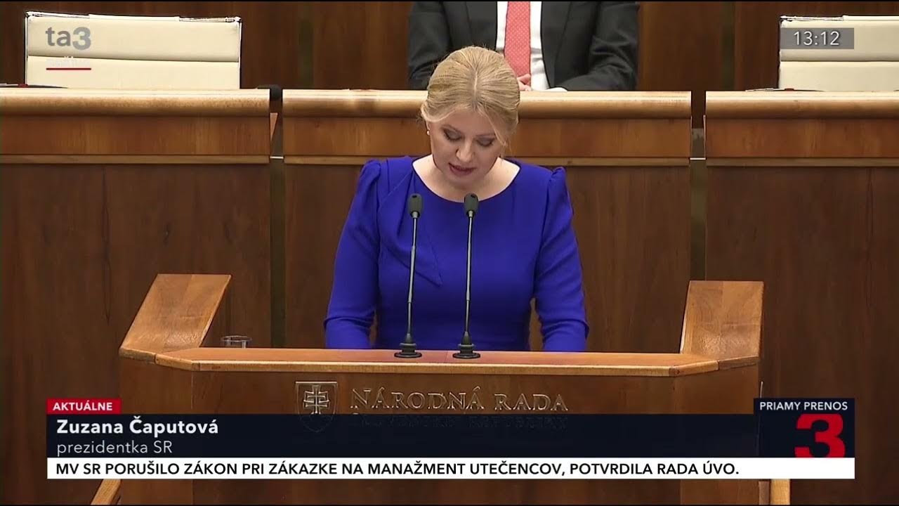 Prezidentka Zuzana Čaputová vystúpila v NR SR so správou o stave republiky - YouTube