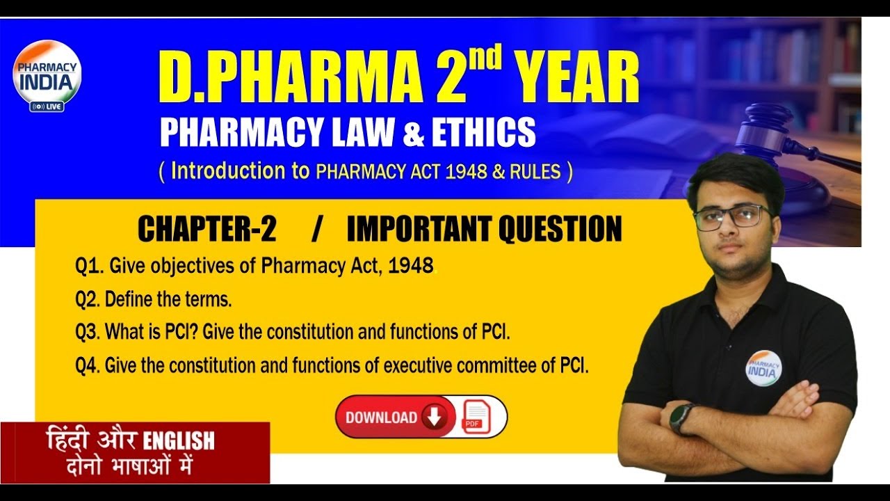 Pharmacy Law & Ethics | Chapter - 2 | Important Questions & Answers | D.Pharma 2 Year #bteup ...