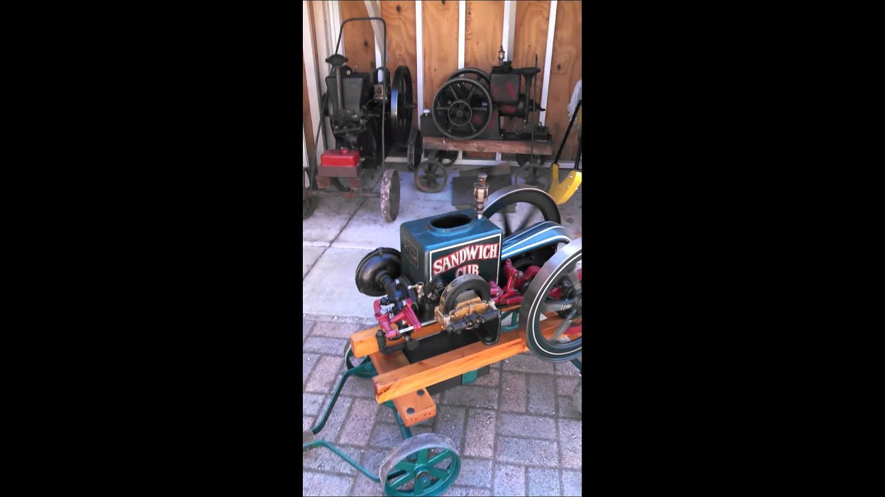1 1/4 HP Sandwich Cub hit & miss engine - YouTube