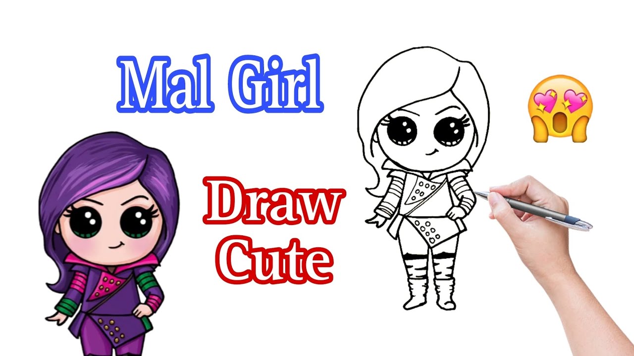 How To Draw A PRETTY MAL GIRL Clipart,To Draw step by step, DL cute ...