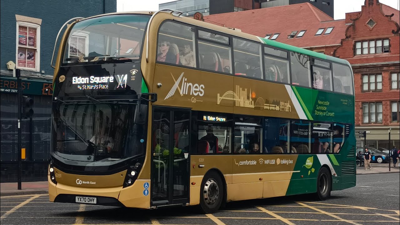 *RARE* Go North East Xlines Green E400MMC 6351 Passes Eldon Square Bus ...