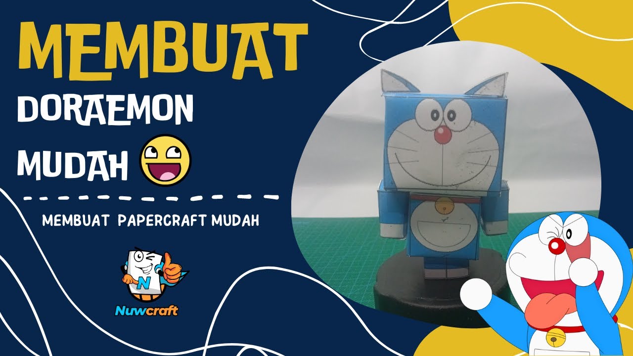 cara mudah membuat doraemon papercraft - YouTube
