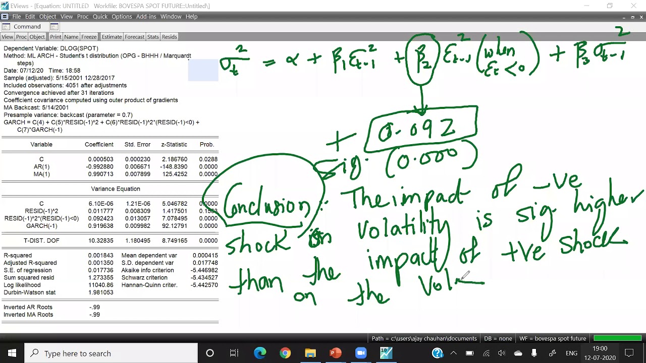 GARCH Extensions in Eviews - YouTube