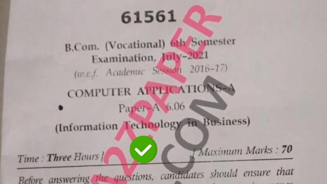 Mdu BCom 6th Sem Informational Technology Question Paper 2021 - YouTube